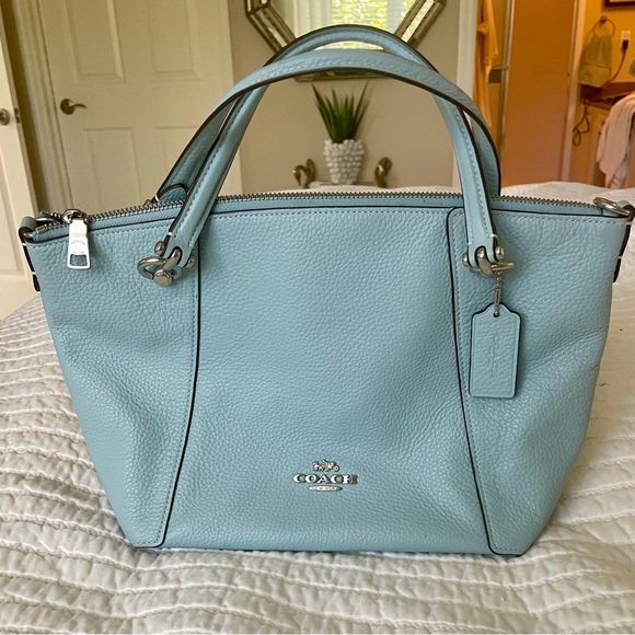 Coach | Bags | Coach Sky Blue Leather Satchel Nwt | Poshmark